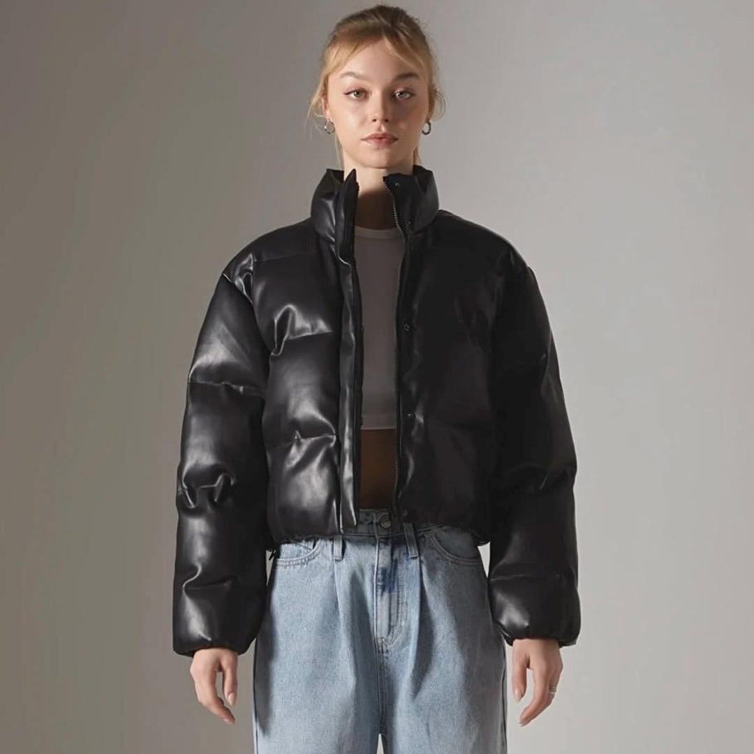 Endless Rose Cropped Puffer Jacket Black XS - Etsy