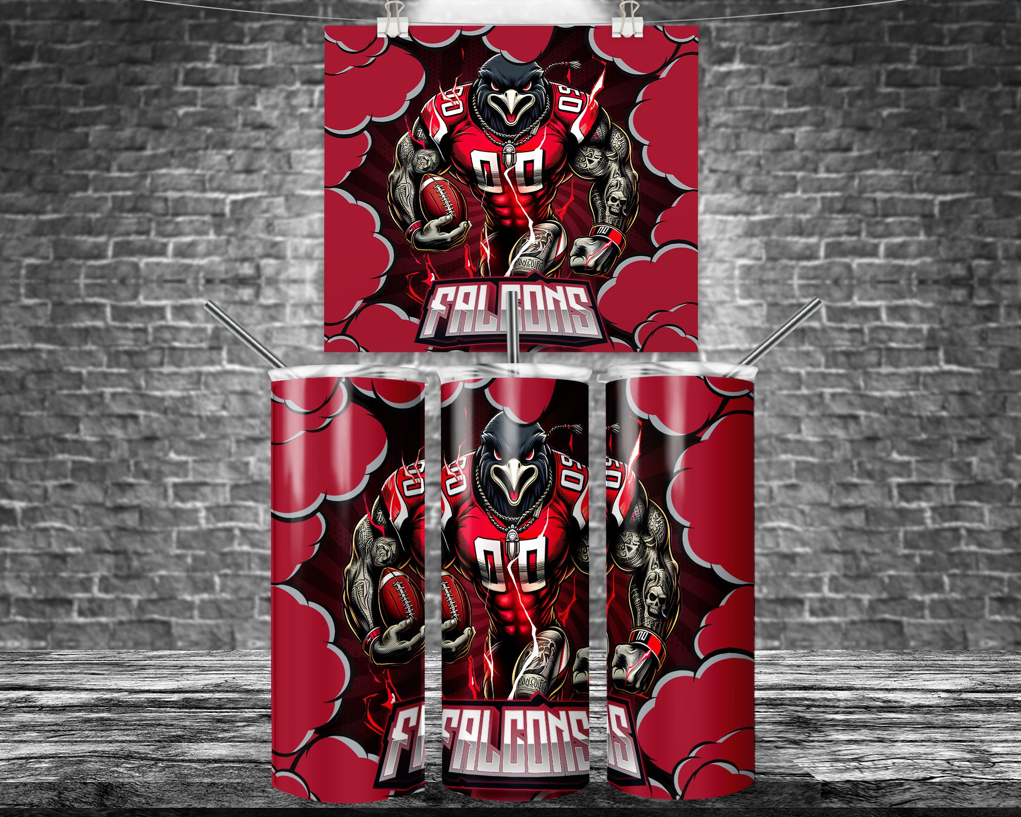 Falcon 20oz Skinny Tumbler Sublimation Designs, Sport Team for Straight ...