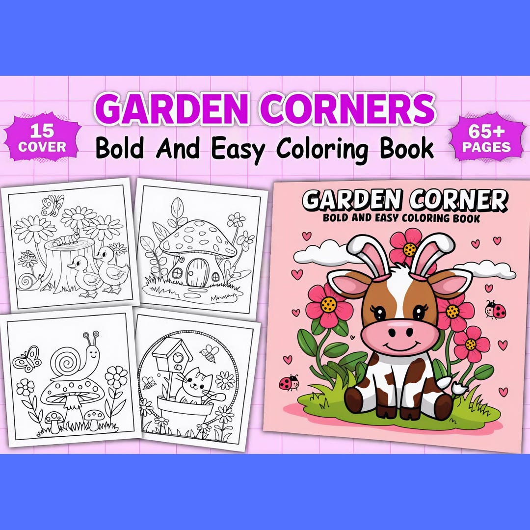 Garden Corners Bold and Easy Coloring Book, Coloring Book Bundle, Girl ...