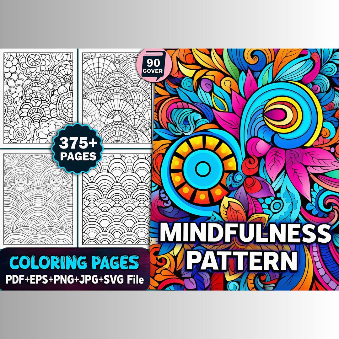 375+ Mindfulness Patterns Coloring Pages, Coloring Book Bundle, Girl ...