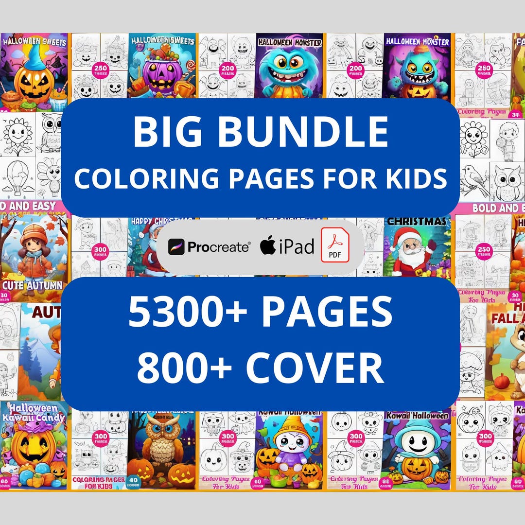 5300+ BIG Bundle Coloring Pages for Kids, Coloring Book Bundle, Girl ...