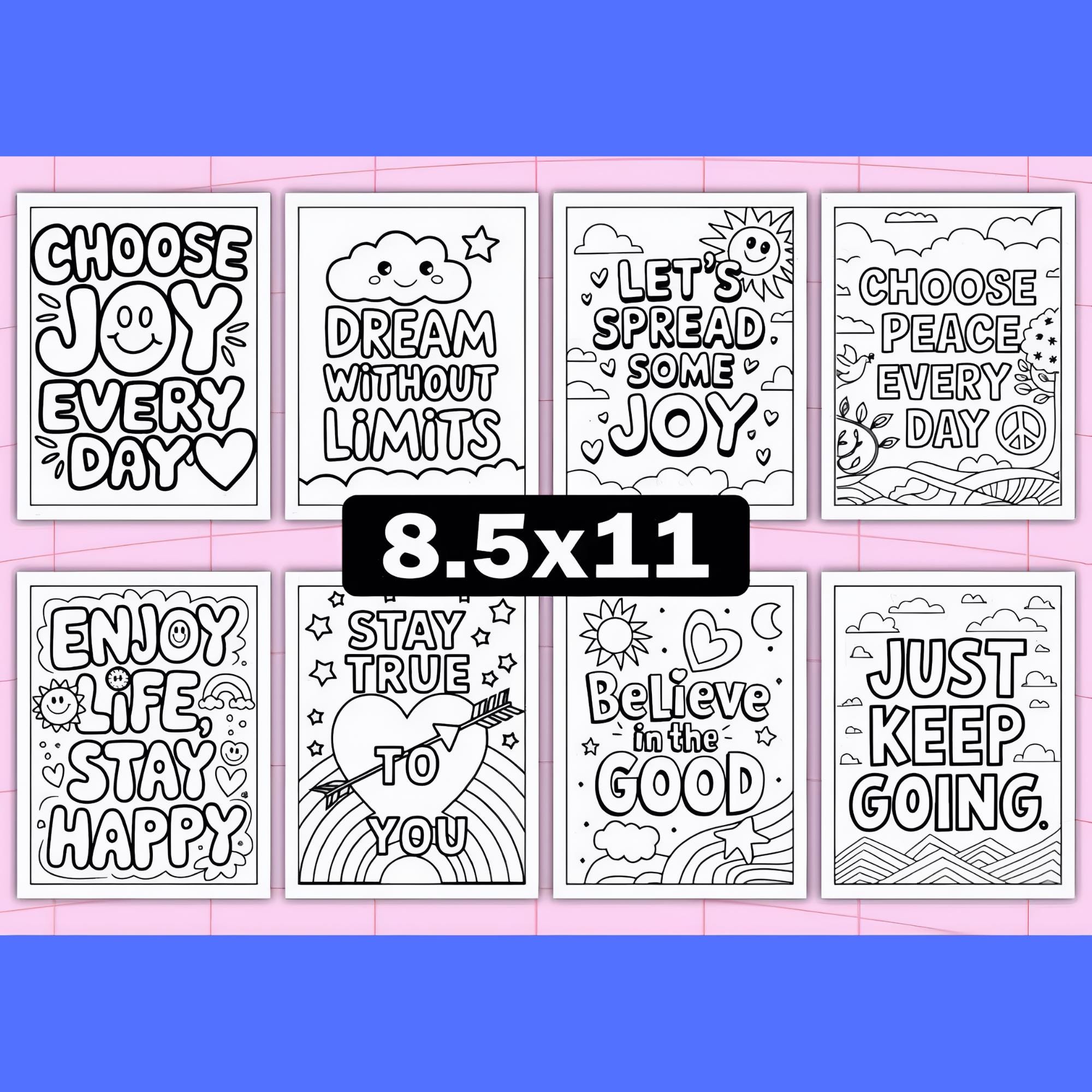 Good Vibes Coloring Pages for Teens, Coloring Book Bundle, Girl Moments ...