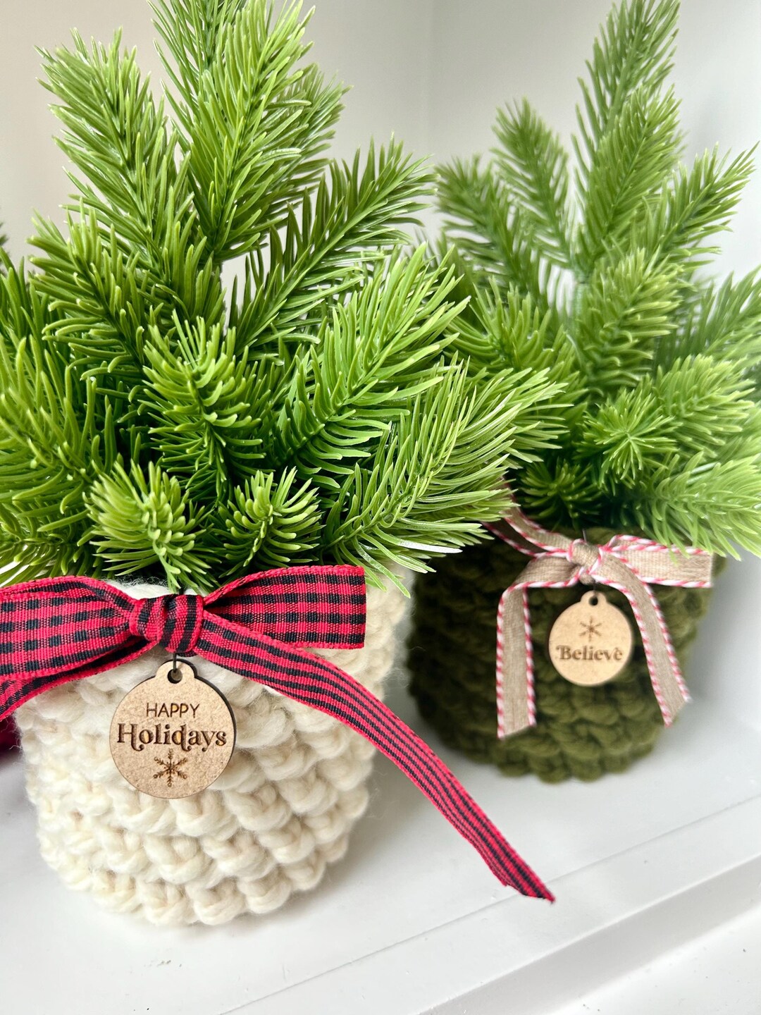 Evergreen Holiday Tree Crochet Sweater Cozy Farmhouse Winter Decor ...