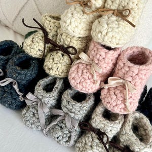 Baby Bootie Newborn Shoes Going Home Outfit Chunky Crochet Bootie Baby ...