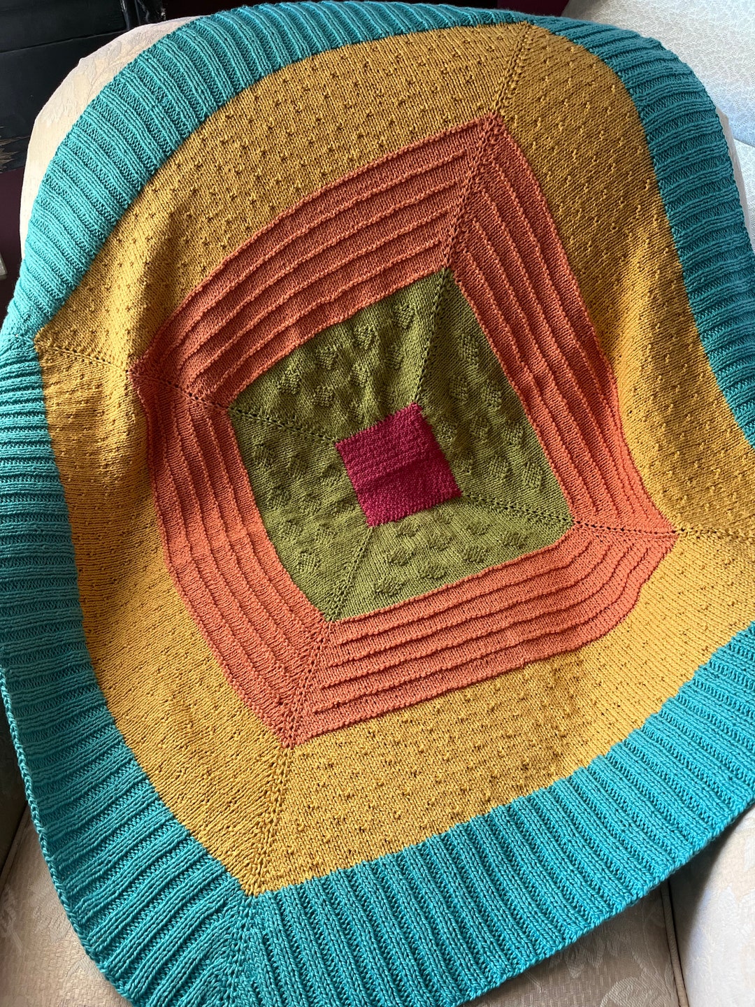 Calliope Baby Blanket Knitting Pattern Digital Square Colorful - Etsy