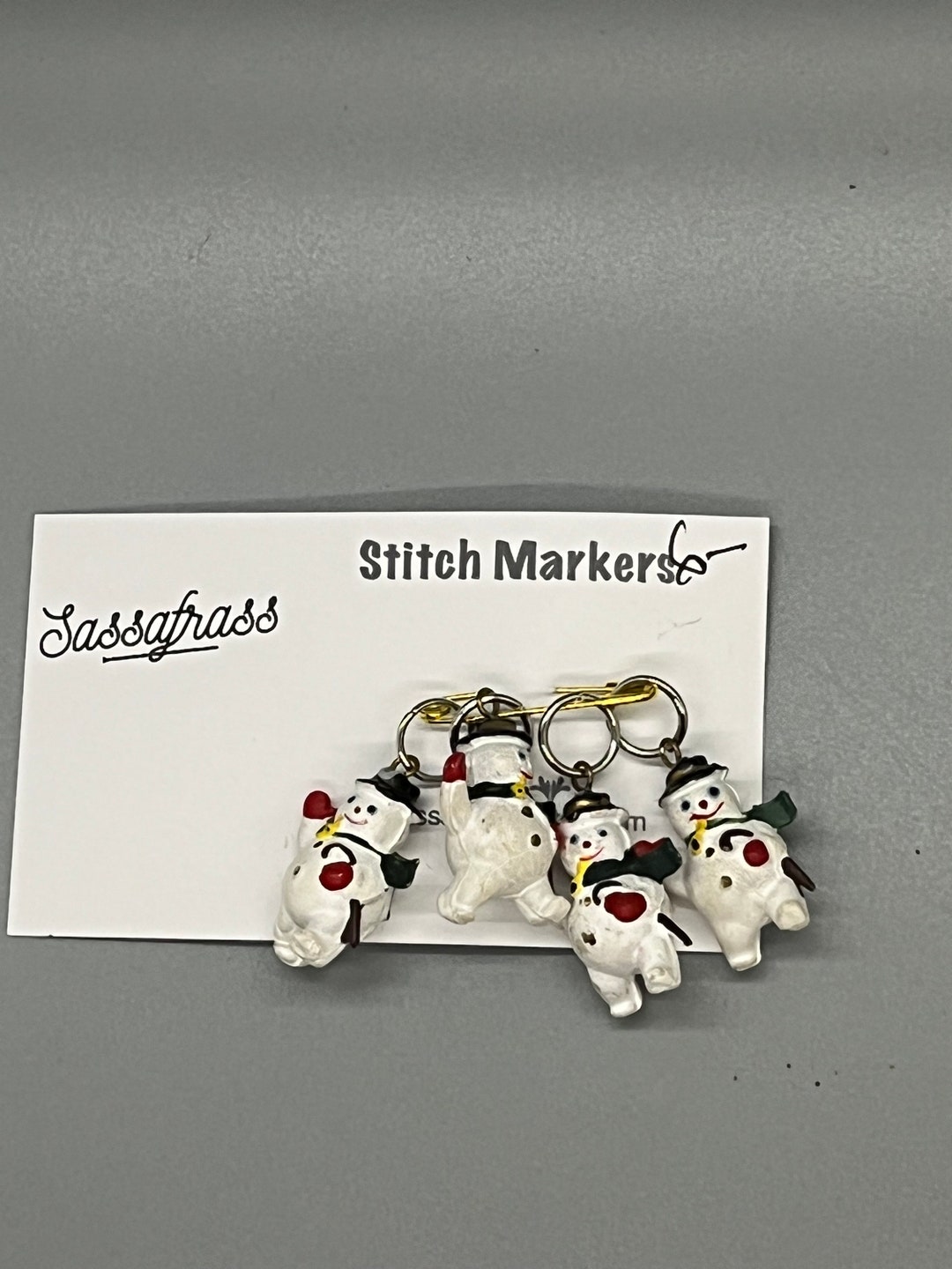 Holiday Snowman Charm Stitch Markers Beads Knitting Tool Vintage - Etsy