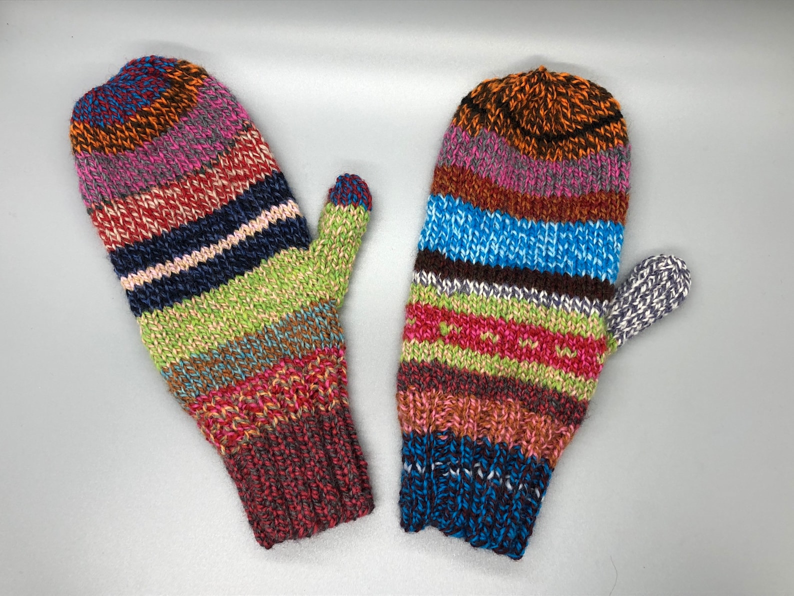 Pre-order - Handknit Crazy Mittens Adult Large/extra Large Mismatch One ...