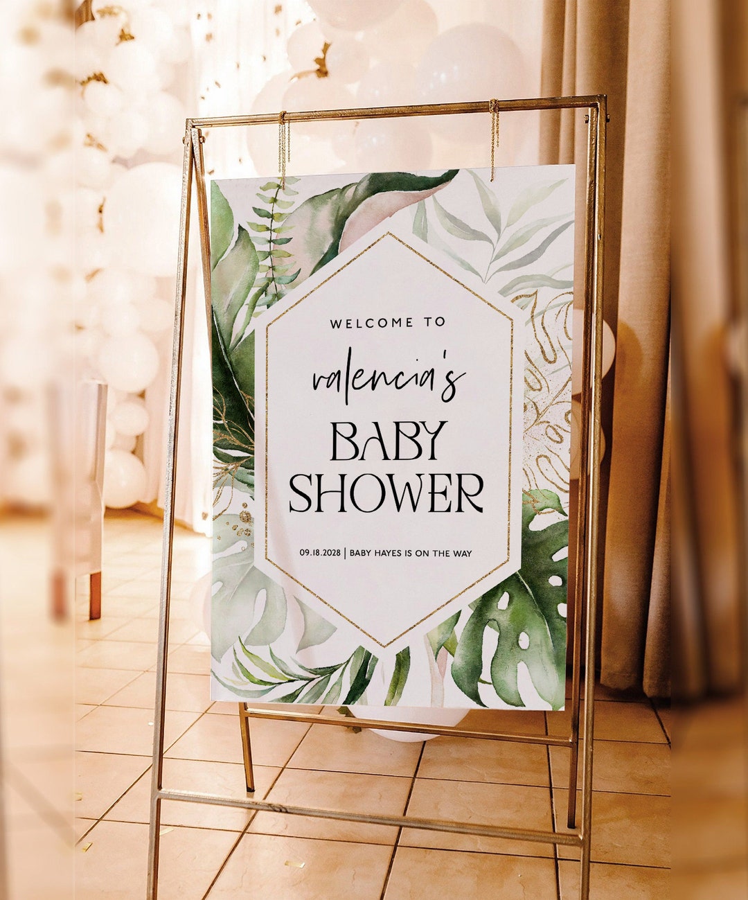 Tropical Welcome Baby Shower Sign Tropical Welcome Sign Welcome Baby ...