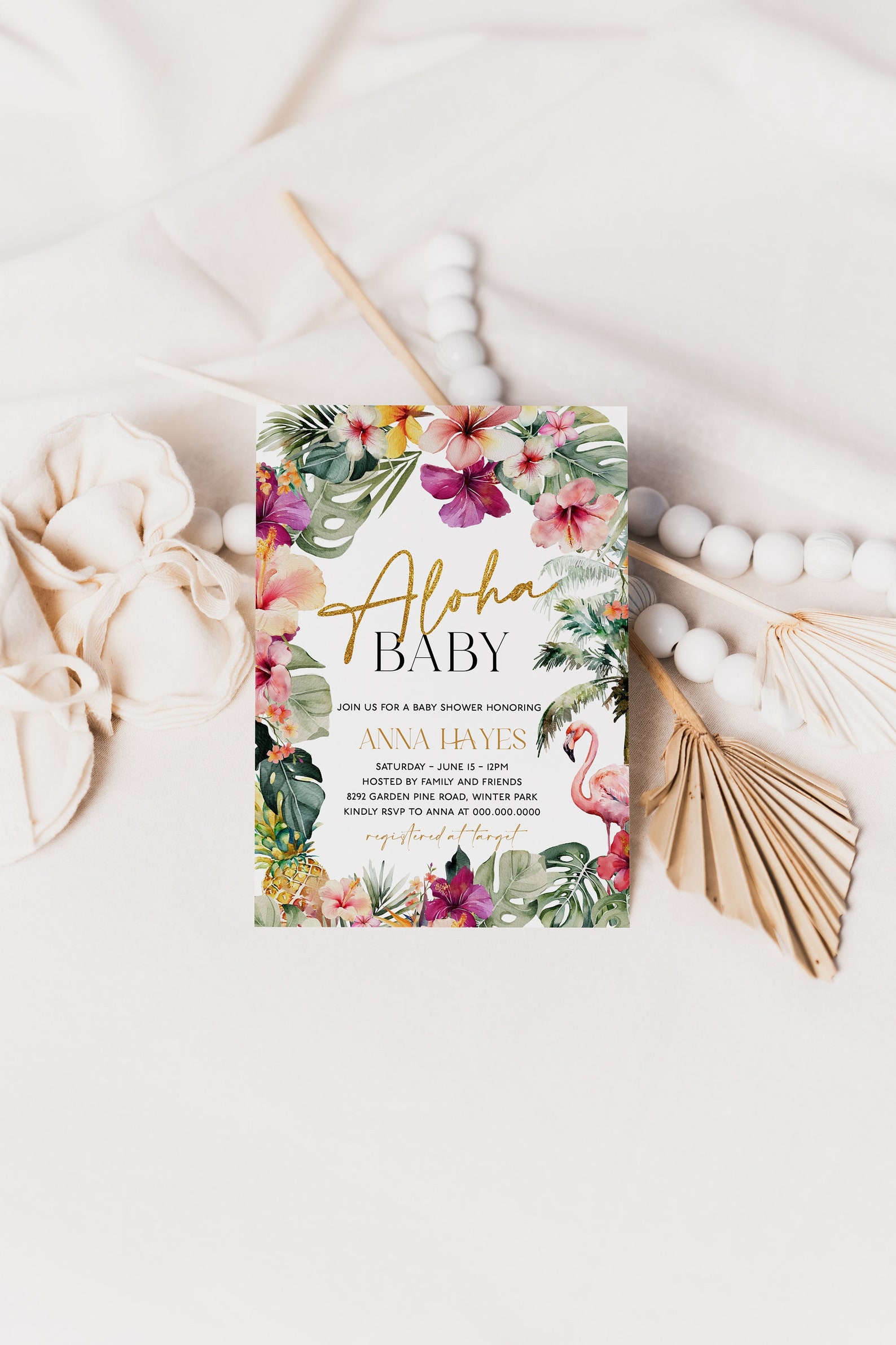Aloha Baby Baby Shower Invitation, Tropical Baby Shower, Invitation ...
