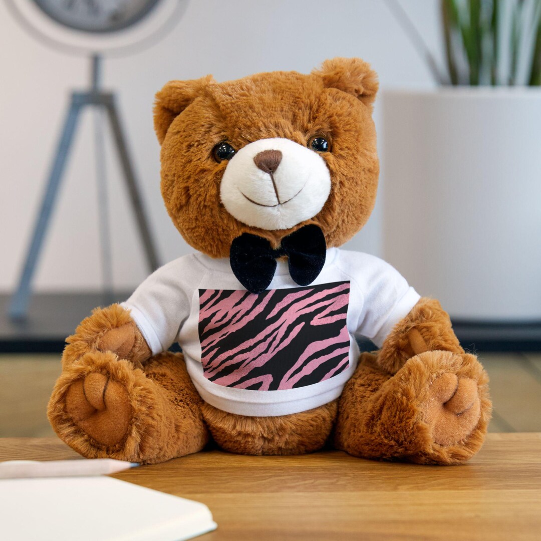 Pink Black Panther Teddy Bear With T-shirt, Plush Stuffed Animal Gift ...