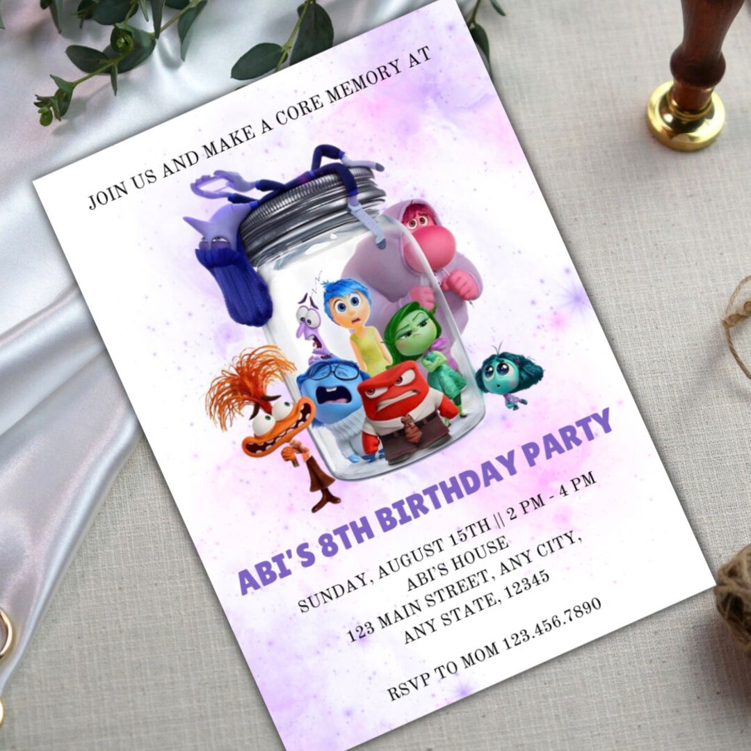 Inside Out Birthday Invitation Editable, Inside Out 2 Birthday Invite ...