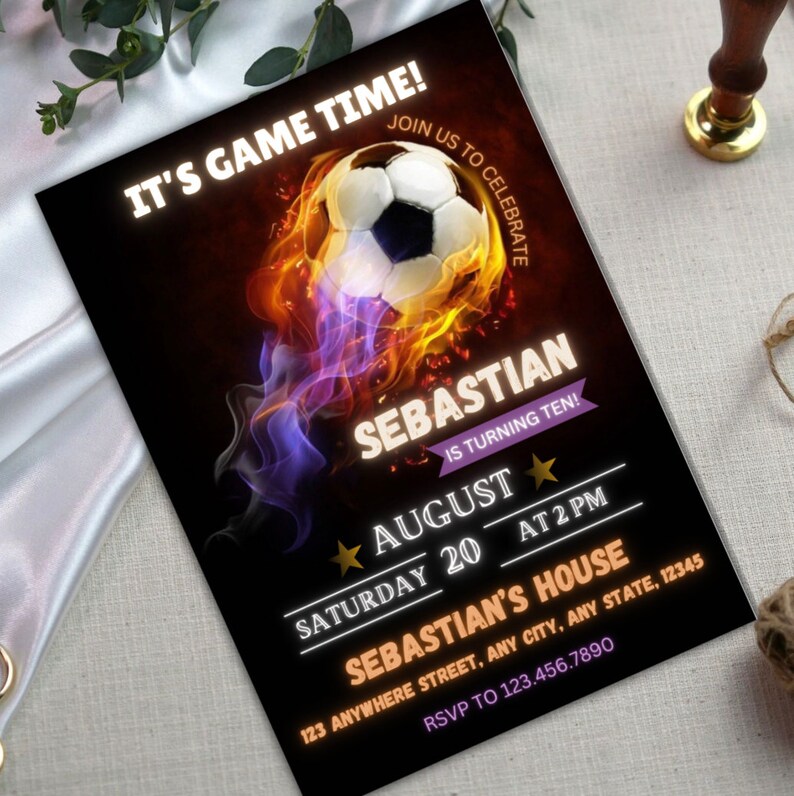 Editable Soccer Birthday Invitation Template, Printable Soccer Birthday ...