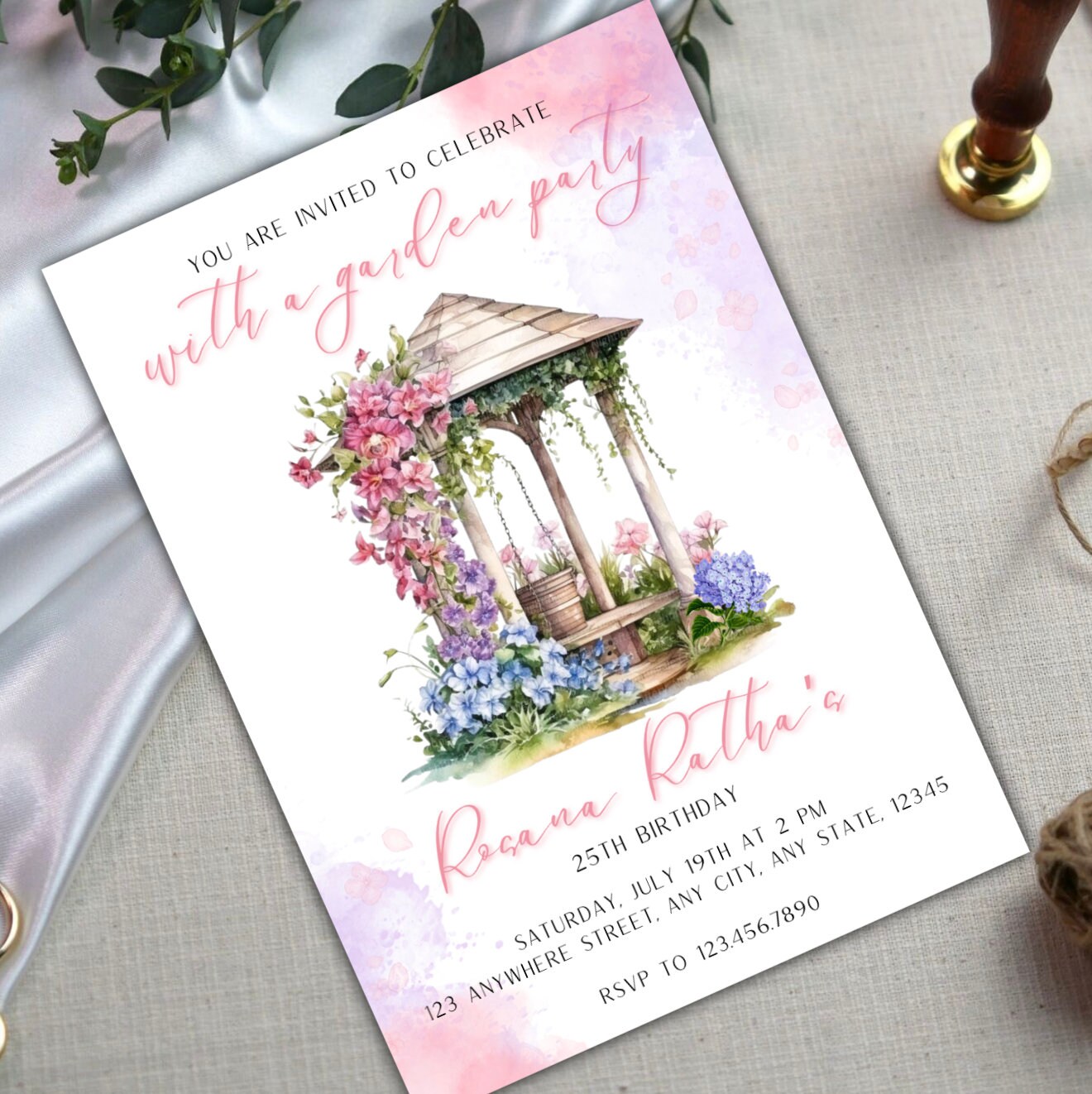 Garden Party Invitation Template, Wildflower Birthday Invitation, Boho ...