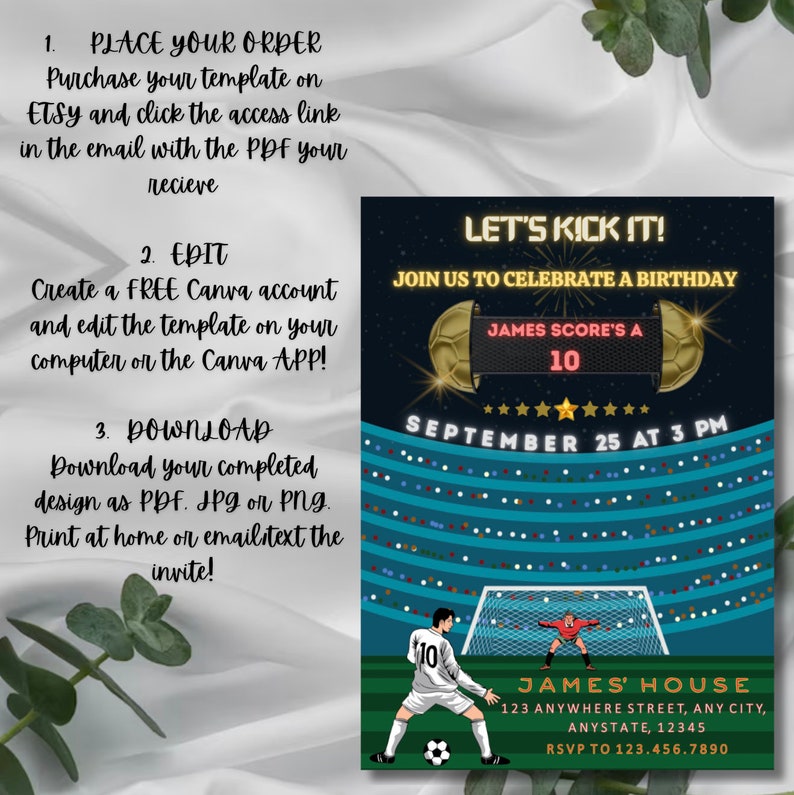 Editable Soccer Birthday Invitation Template, Printable Soccer Birthday ...