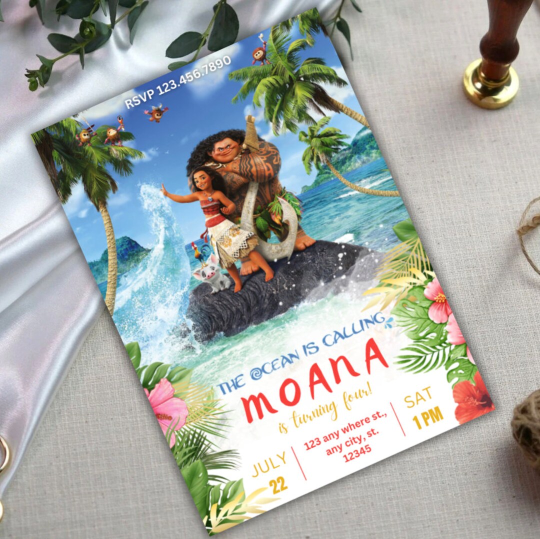 Invitación de cumpleaños de Moana, invitación de cumpleaños de Moana ...