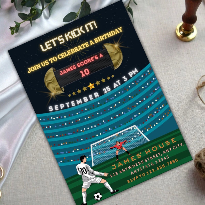 Editable Soccer Birthday Invitation Template, Printable Soccer Birthday ...