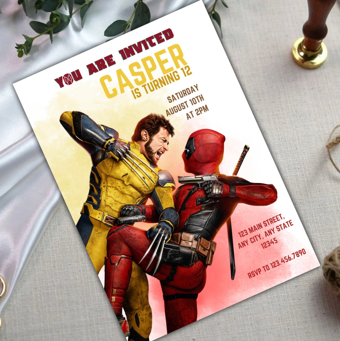 Deadpool and Wolverine Birthday Party Invite, Editable Deadpool and ...