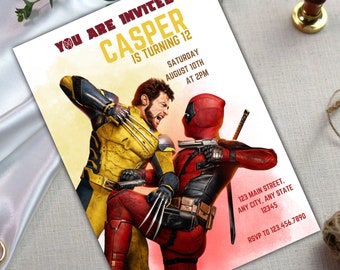 Deadpool and Wolverine Birthday Party Invite, Editable Deadpool and ...
