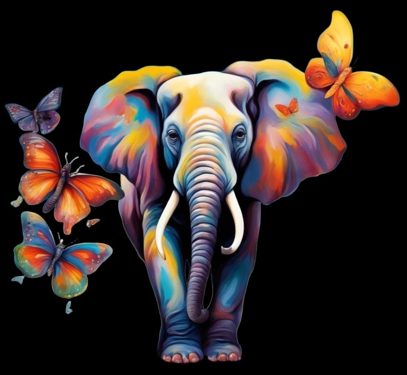 Elephant and Butterflies DTF - Etsy