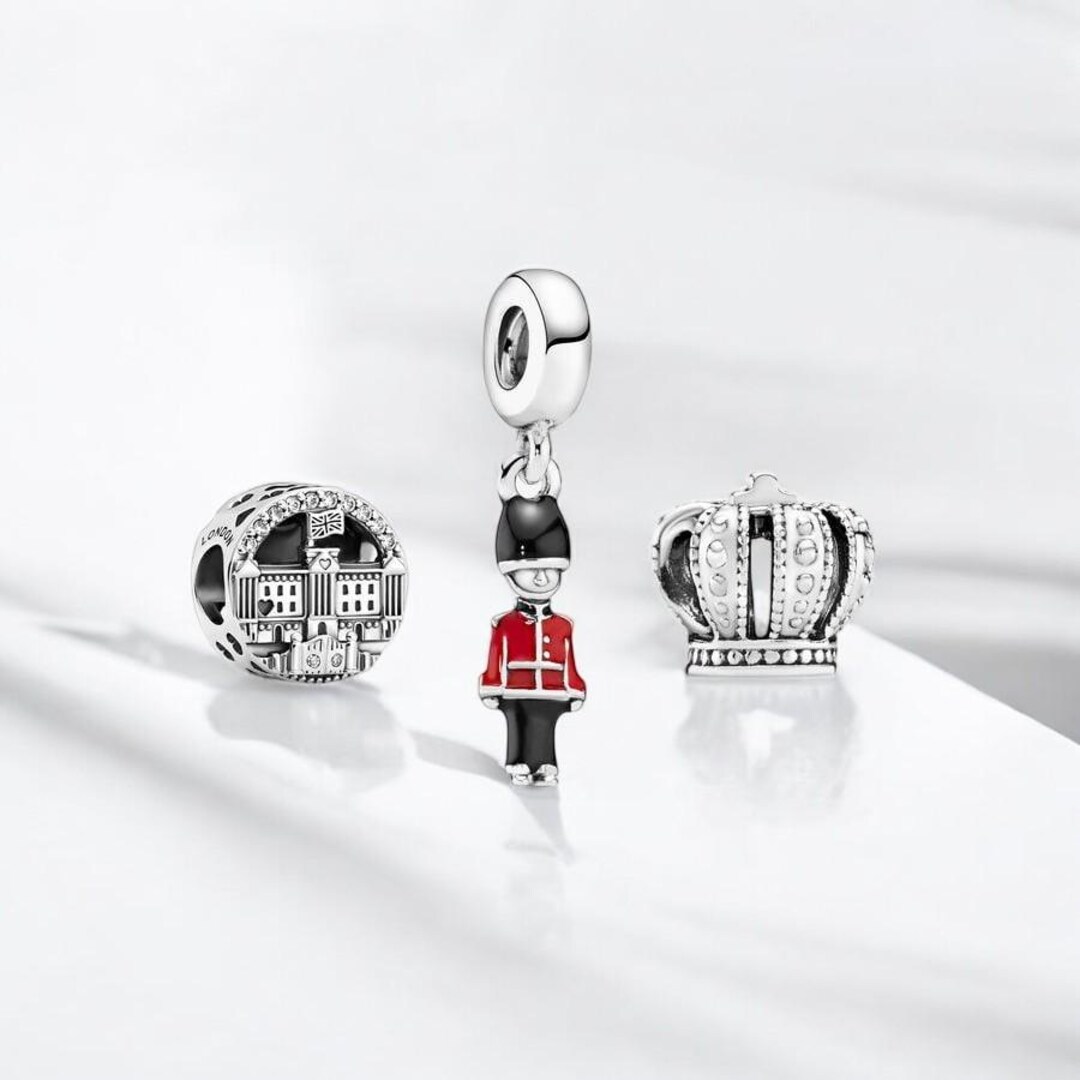 British Royal Palace & Guard Pendant, Sparkling Royal Crown Charm, Fits ...