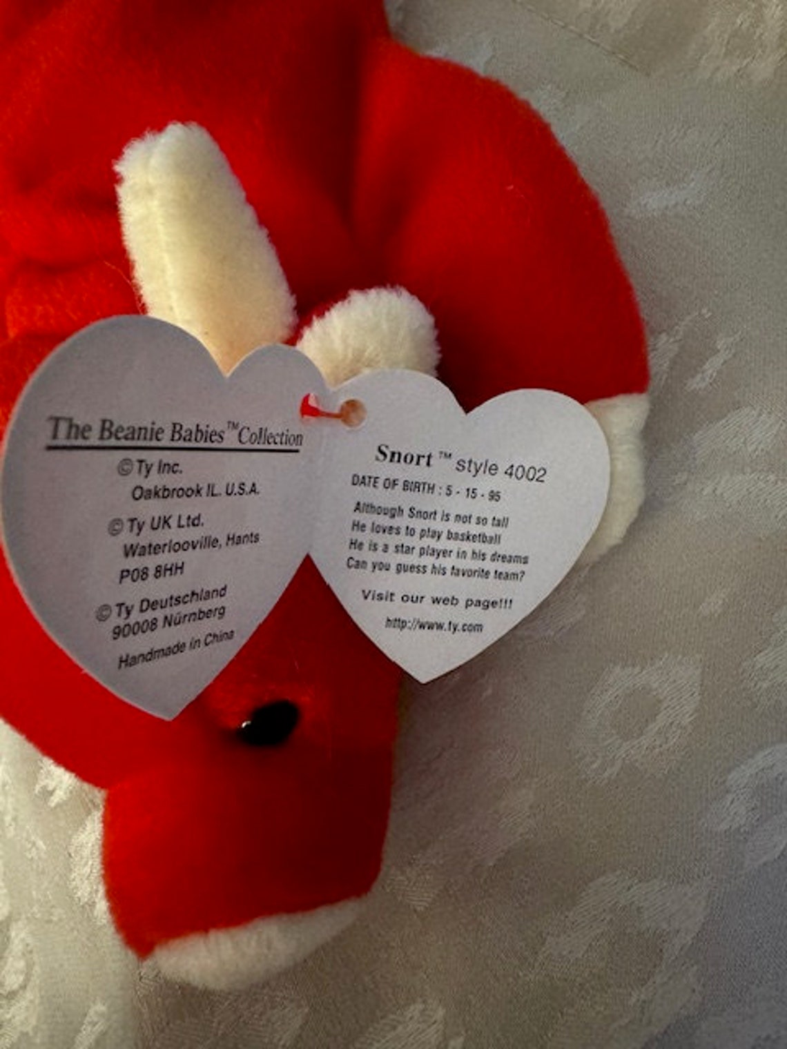 Ty Beanie Baby Snort the Bull Plush Toy *rare* - 4002 Date of Birth 5 ...