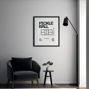 Minimalist Pickleball Court Art Print, Modern Sports Decor (digital ...