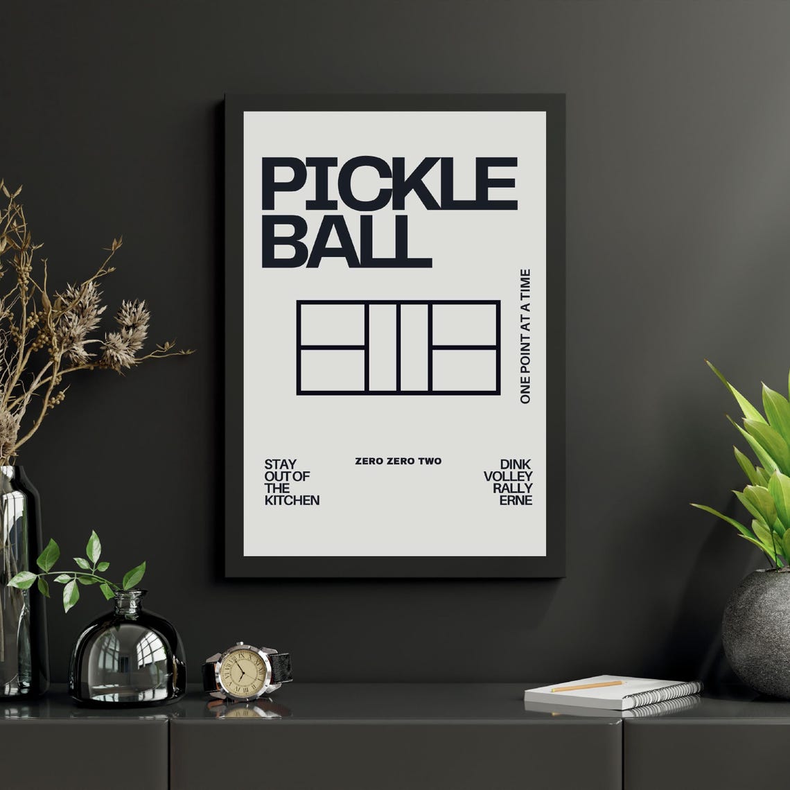 Minimalist Pickleball Art Print Modern Sports Poster Pickleball Court ...