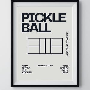 Minimalist Pickleball Court Art Print, Modern Sports Decor (digital ...