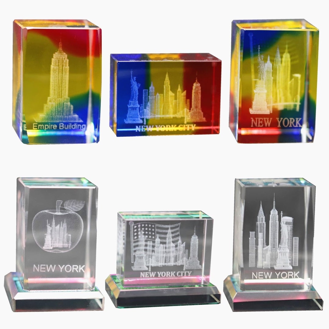 6 Pack Laser Etched Crystal Glass Cube Engraving, 3D Crystal, Statue of ...