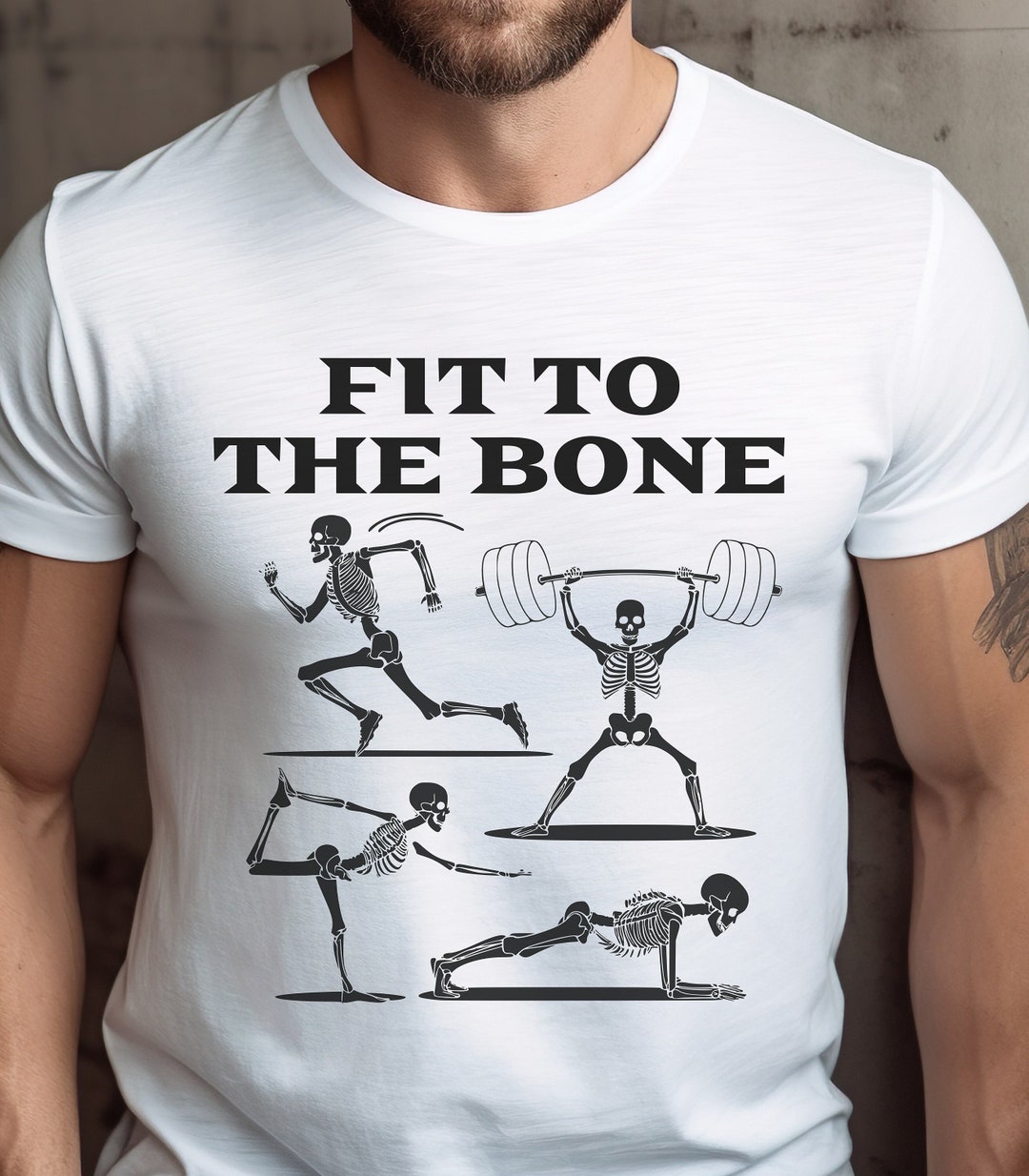 Fit to the Bone Exercise T-shirt, Skeleton Workout Shirt, Undead ...