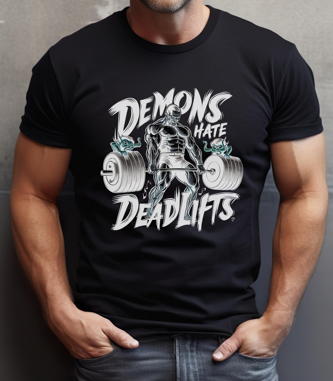Demons Hate Deadlifts Bodybuilding T-shirt, Demonic Workout Shirt, Imp ...