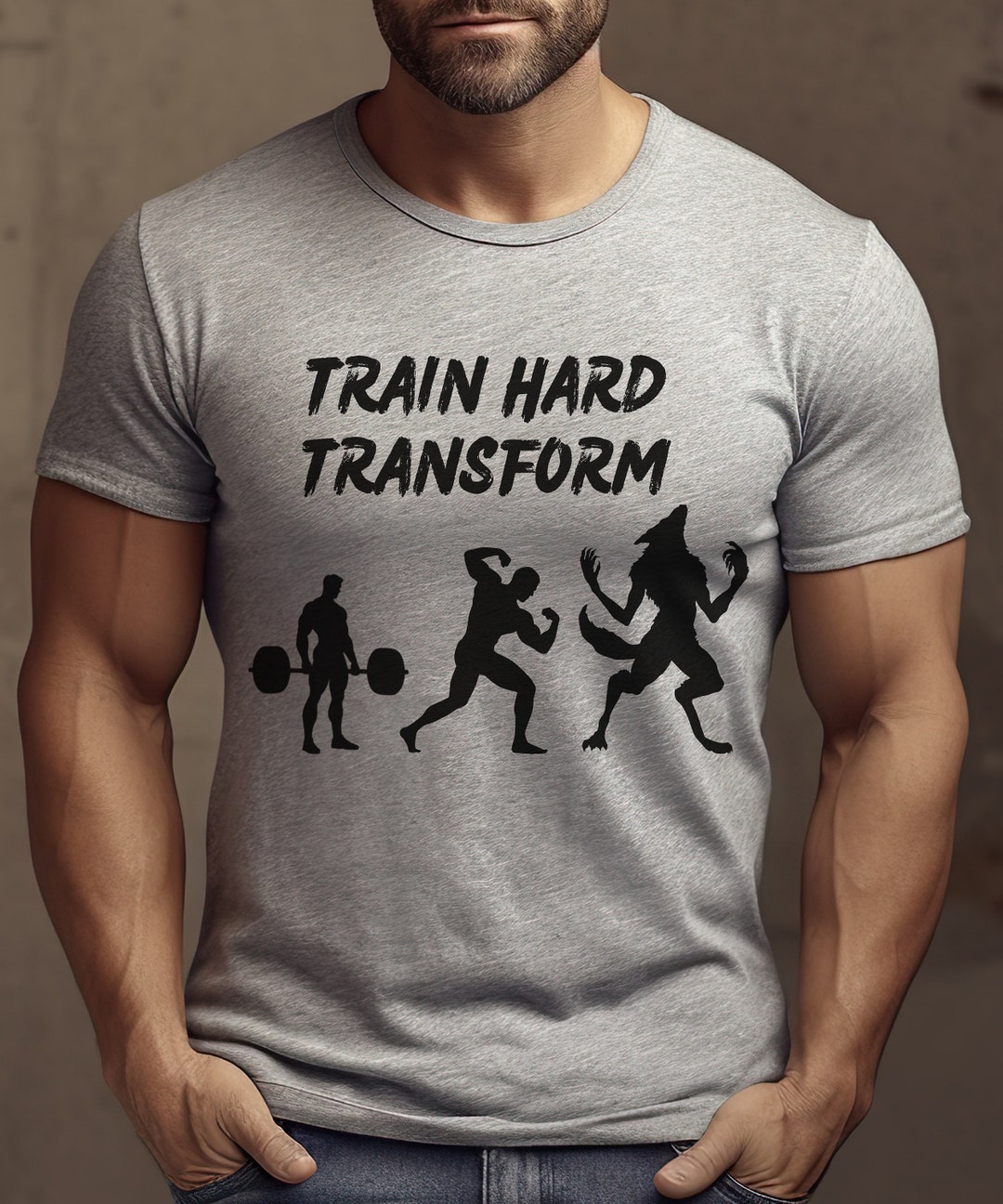 Train Hard Transform Werewolf Workout Shirt, Beast Bodybuilding T-shirt ...