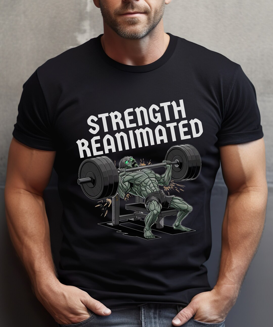 Strength Reanimated Lifting Shirt, Zombie Weightlifting T-shirt, Undead ...