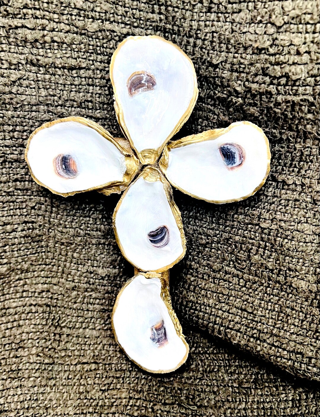 Gold Oyster Shell Cross - Etsy