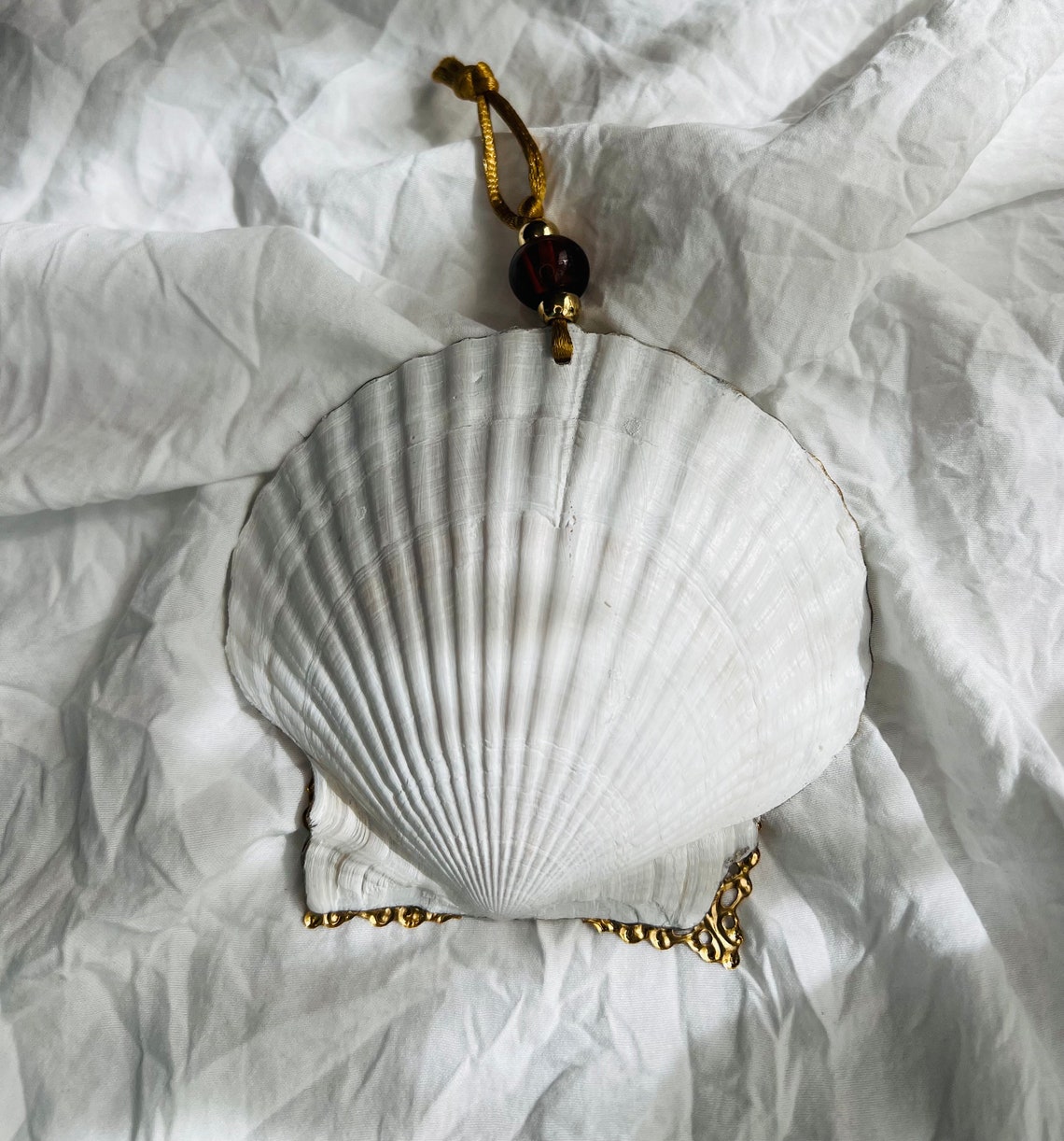 Large Clam Shell Ornament Angel and Fawn - Etsy