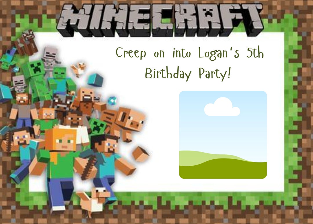 Invitación de Minecraft 5x7 / Invitación de cumpleaños de Minecraft ...