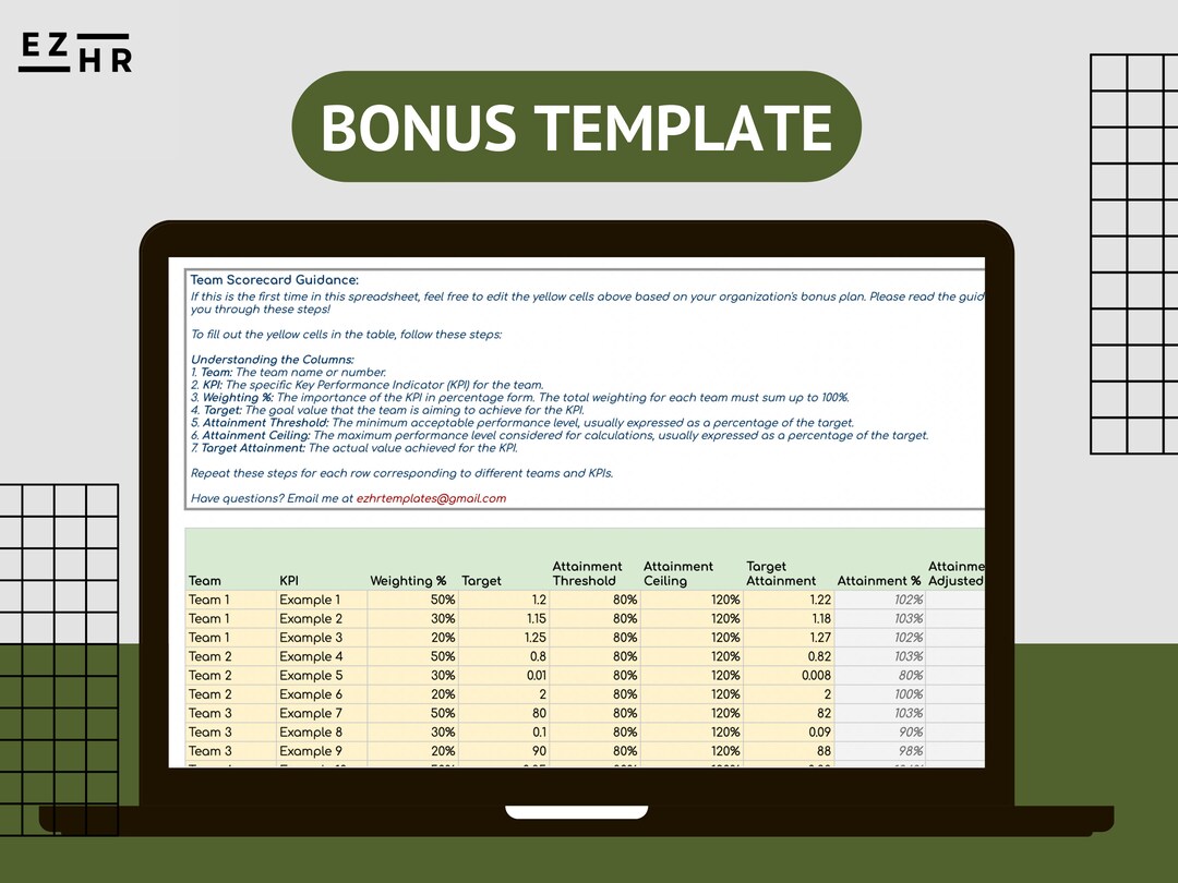 Bonus Pay Calculator Spreadsheet, Google Sheets Template, HR Template ...