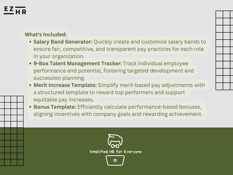 EZHR Bundle, Salary Band Generator, 9 Box Talent Management, Merit ...