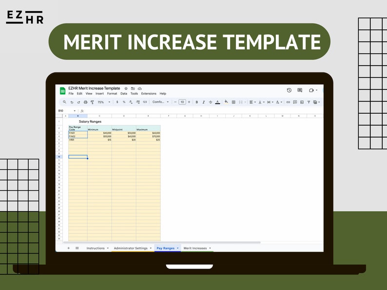 Employee Merit Increase Spreadsheet, Google Sheets Template, HR ...
