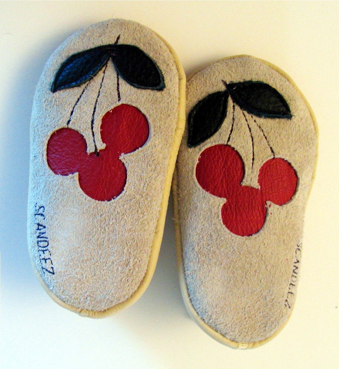 Baby Leather Cherries Mok, Toddler Leather Shoe, Baby Soft Sole Shoe ...