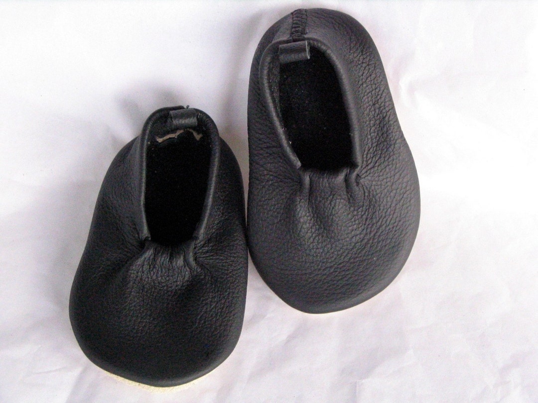 Black Baby Leather Mok, Toddler Leather Shoe, Baby Soft Sole Shoe, Baby ...