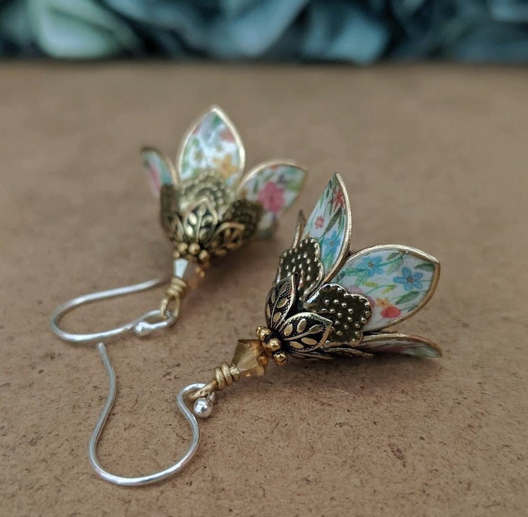 Pink Floral Earrings, Dangle Drop Flower Earrings, Lilly Earrings ...