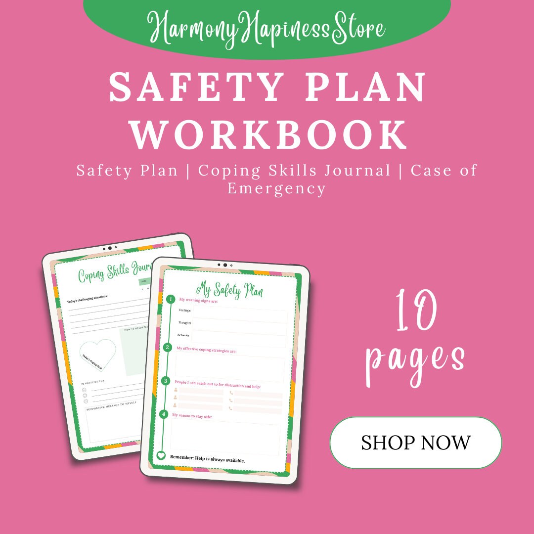 Safety Plan Workbook, Printable Mental Health Safety Workbook, Crisis ...