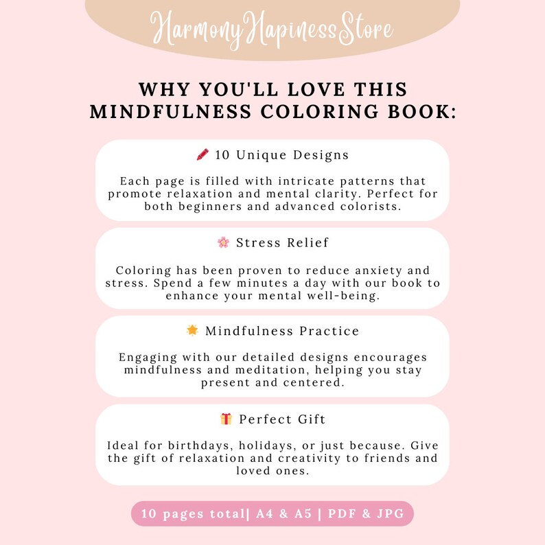 Mindfulness Coloring Book Set Printable Designs for Adult Therapy ...