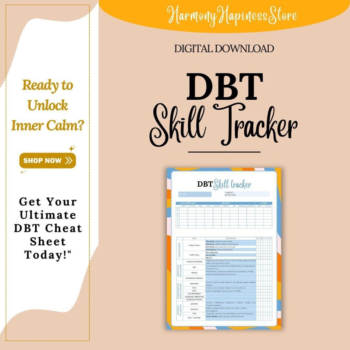 DBT Skill Tracker Printable - Boost Emotional Regulation & Mental ...
