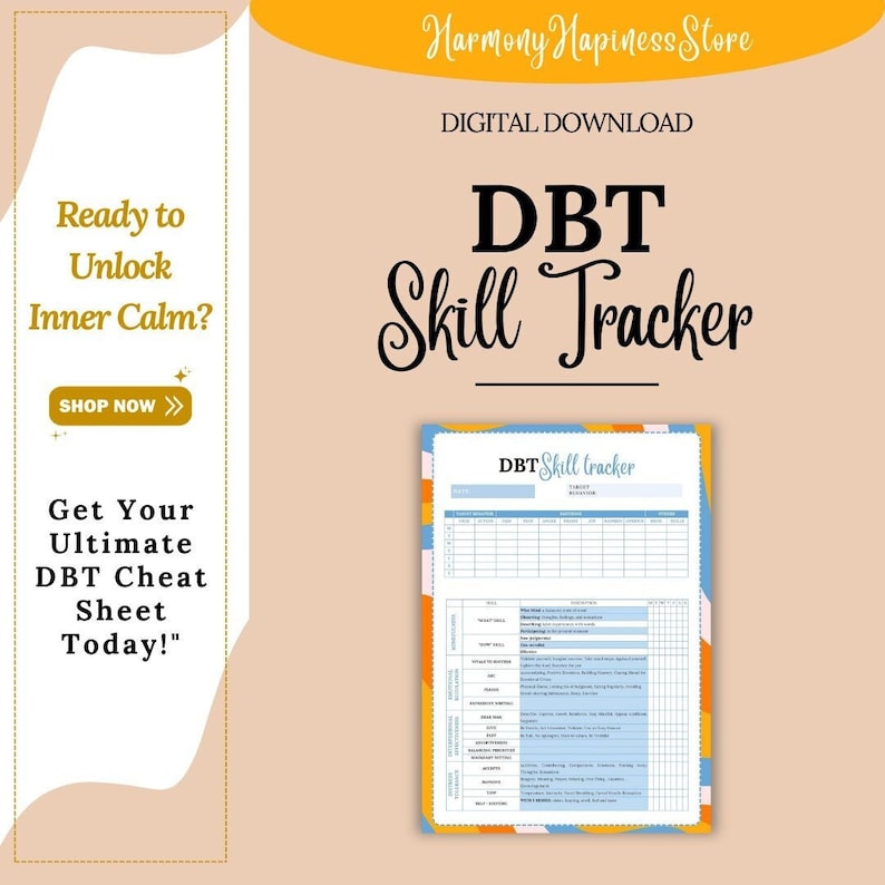 DBT Skill Tracker Printable - Boost Emotional Regulation & Mental ...