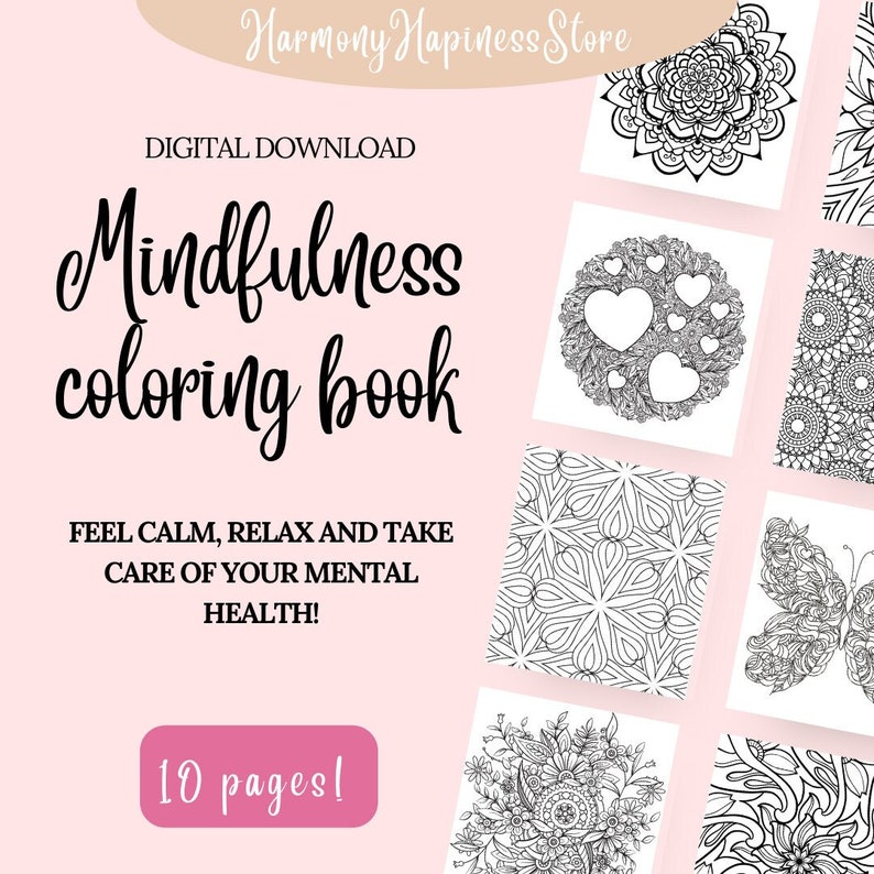 Mindfulness Coloring Book Set Printable Designs for Adult Therapy ...