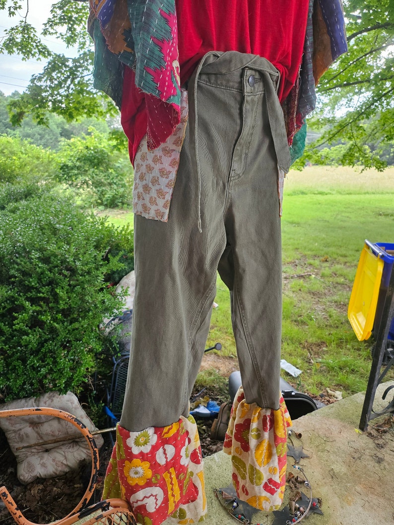 Upcycled Green Denim Ruffle Pants - Etsy