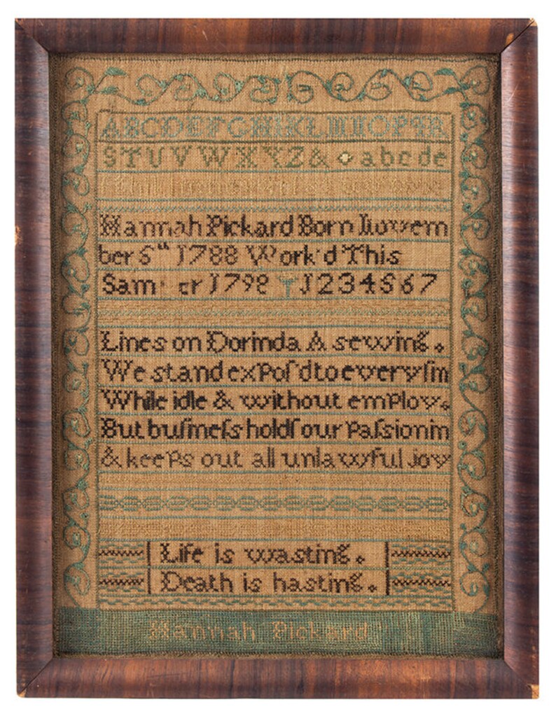 Antique Reproduction 1798 Sampler by Hannah Pickard Cross - Etsy