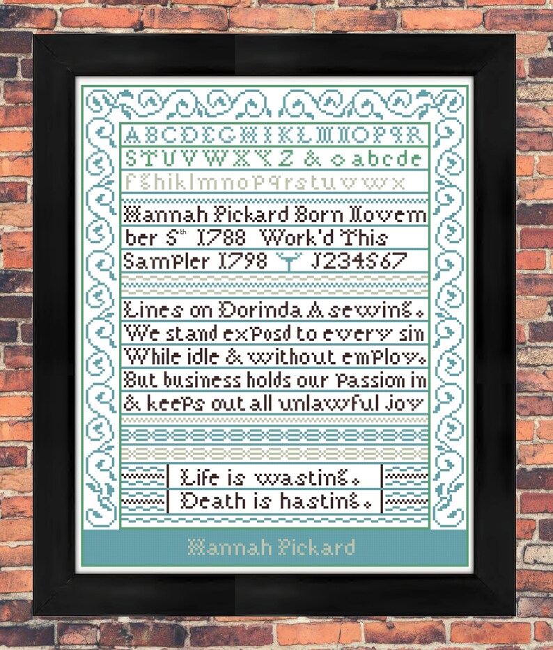 Antique Reproduction 1798 Sampler by Hannah Pickard Cross - Etsy